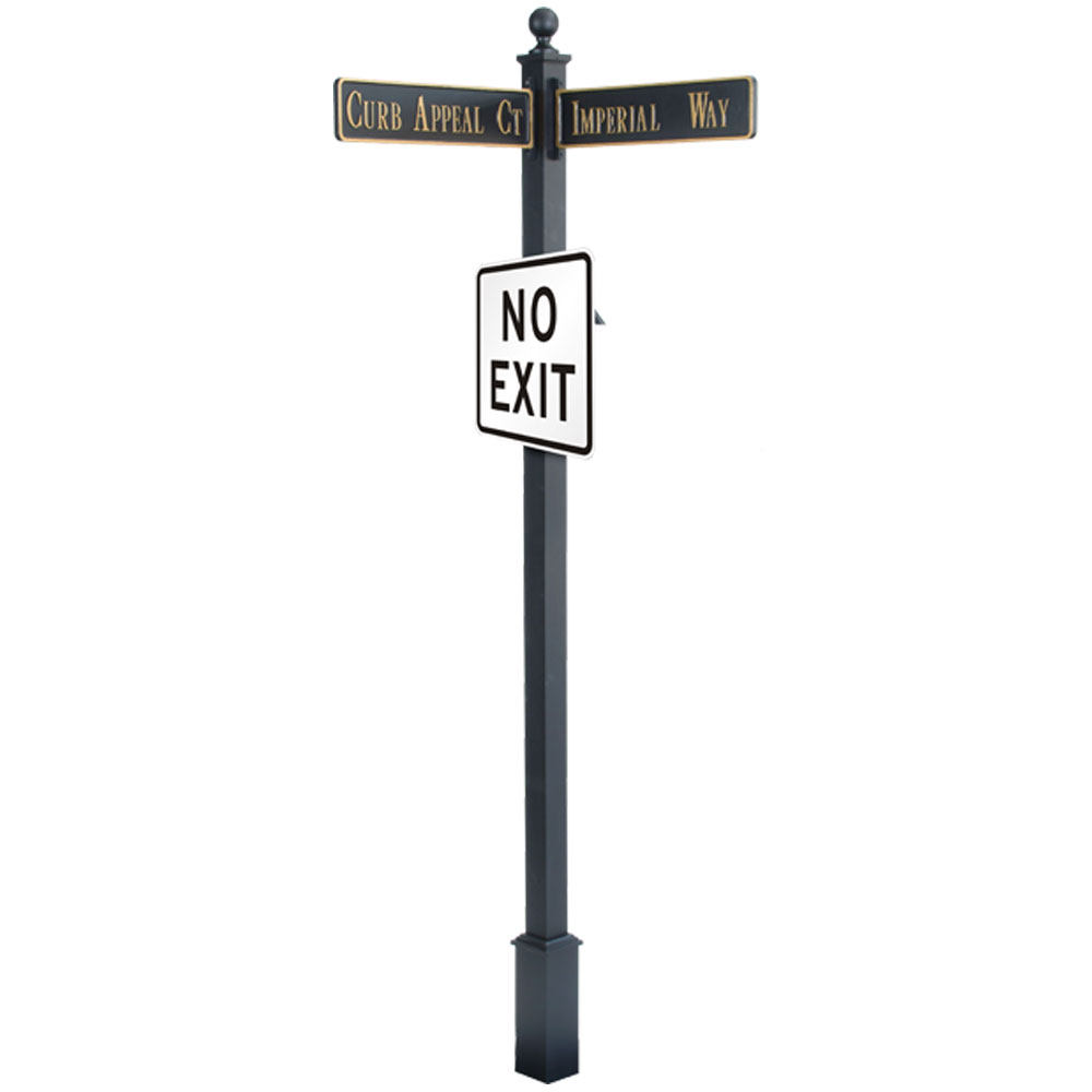 Estate Square Post Street Sign with Cast Blades and 24" Square Sign