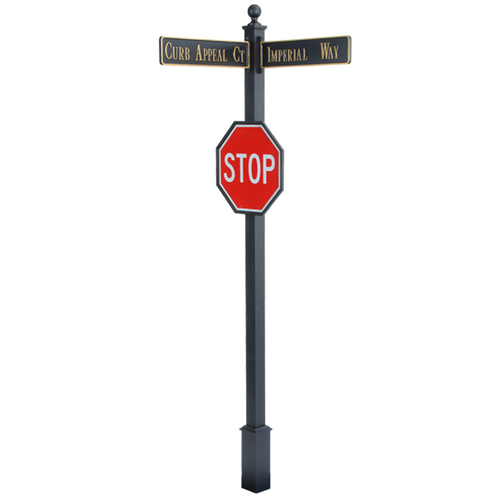 Estate Square Post Street Sign with Cast Blades and 30" Stop Sign